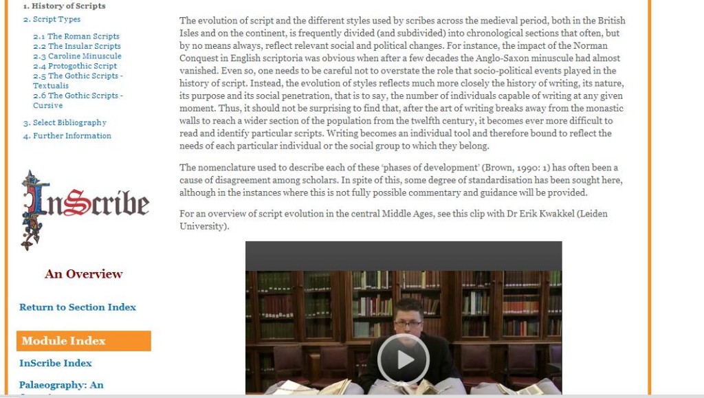InScribe Paleography Learning materials - On History